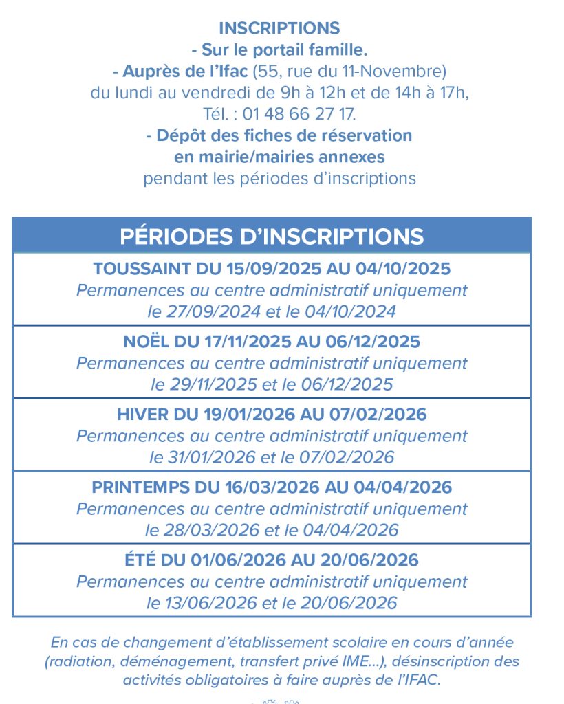 Tableau inscription rentrée 2025-2026 - Aulnay-sous-bois.fr